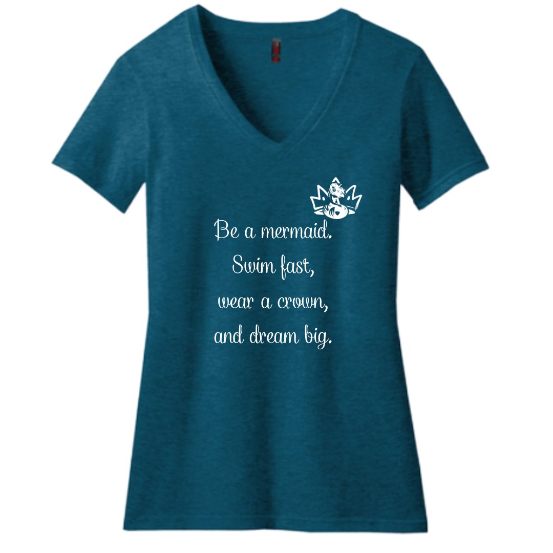 Be A Mermaid- V-Neck Tee Shirt, Grey or Deep Turquoise – Empowered ...